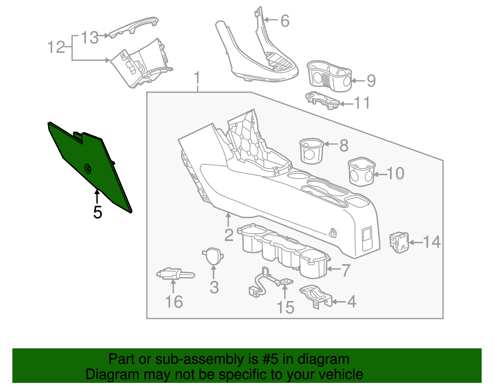 2015-2022 Chevrolet Trax Jet Black Driver Side Front Floor Console ...