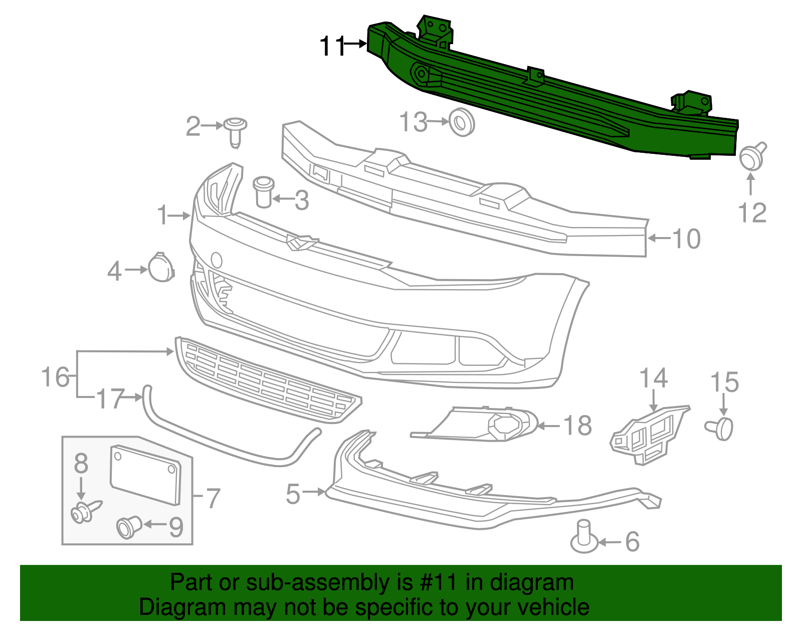 2011-2018 Volkswagen Jetta Impact Bar 5C6-807-109-B | vwpartscenter