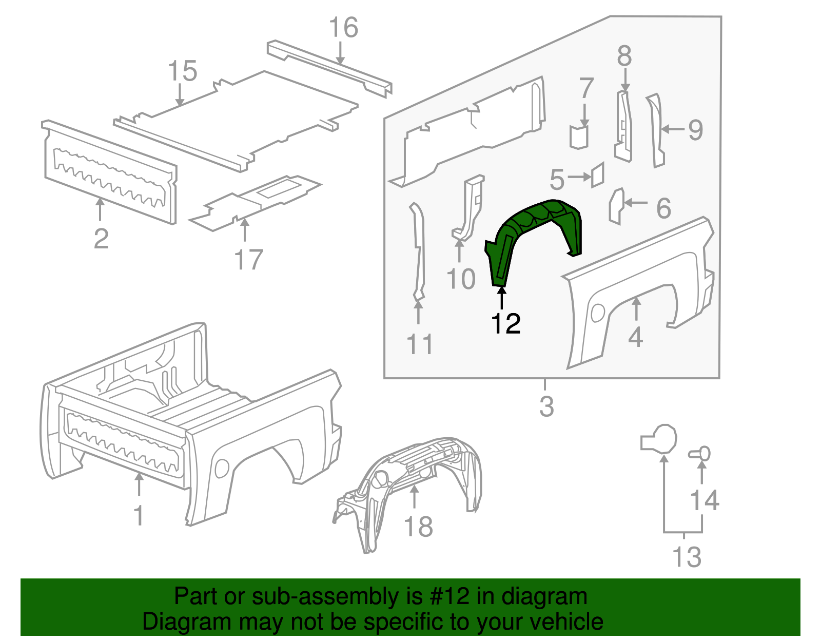 2007-2014 GMC Passenger Side Truck Bed Wheel Housing Panel 25795062 ...