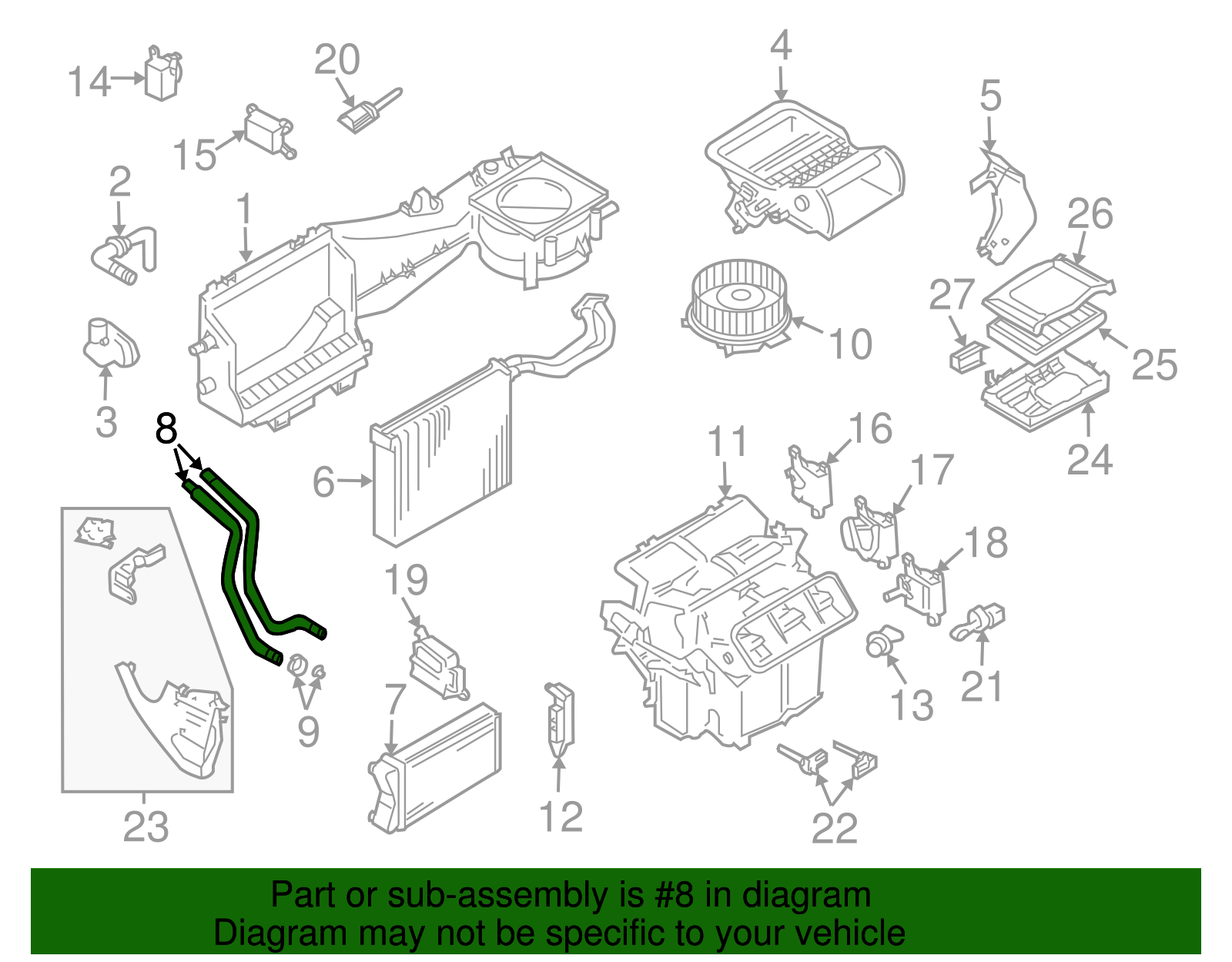 2002-2009 Audi HVAC Heater Hose 8E1-819-373-R | Audi USA Parts