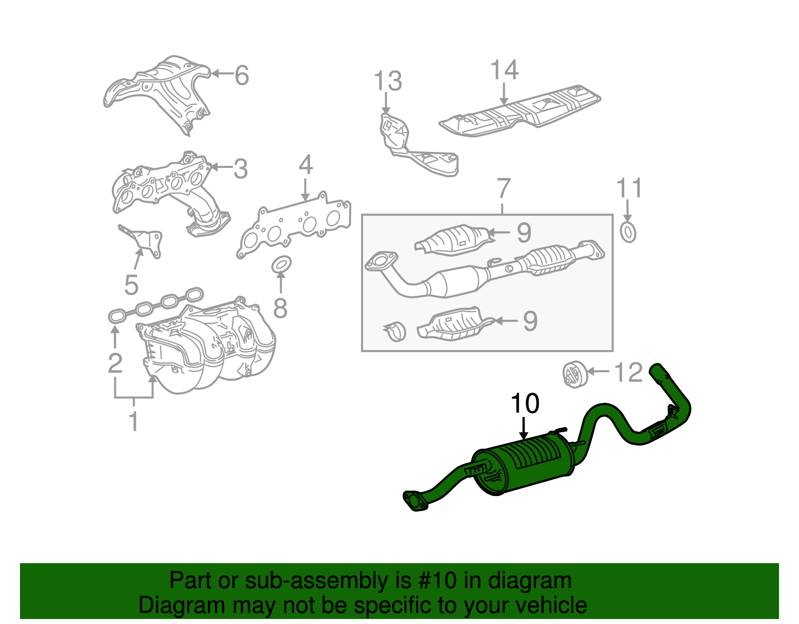 17430-0C100 - Muffler & Tail Pipe 2005-2012 Toyota Tacoma | Longo ...