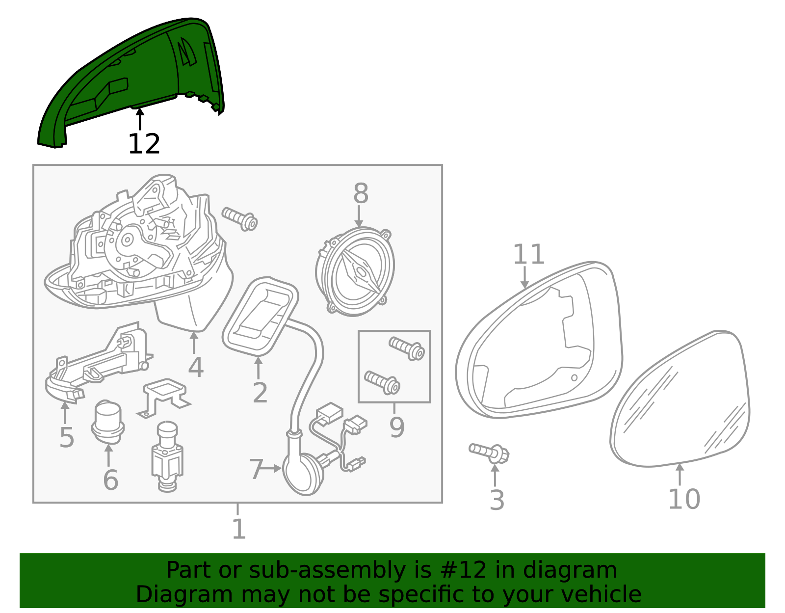 7P6-857-538-GRU - Mirror Cover 2011-2014 Volkswagen Touareg | VW Direct ...