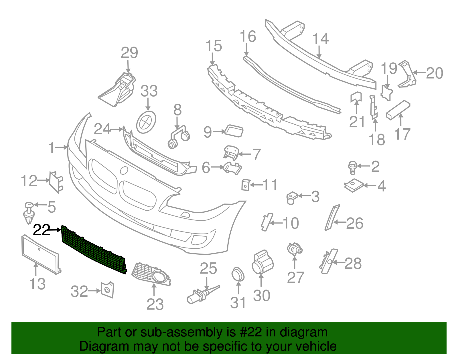 2011-2016 BMW | Center Grille | 51117903901 | BMW OEM Parts Store