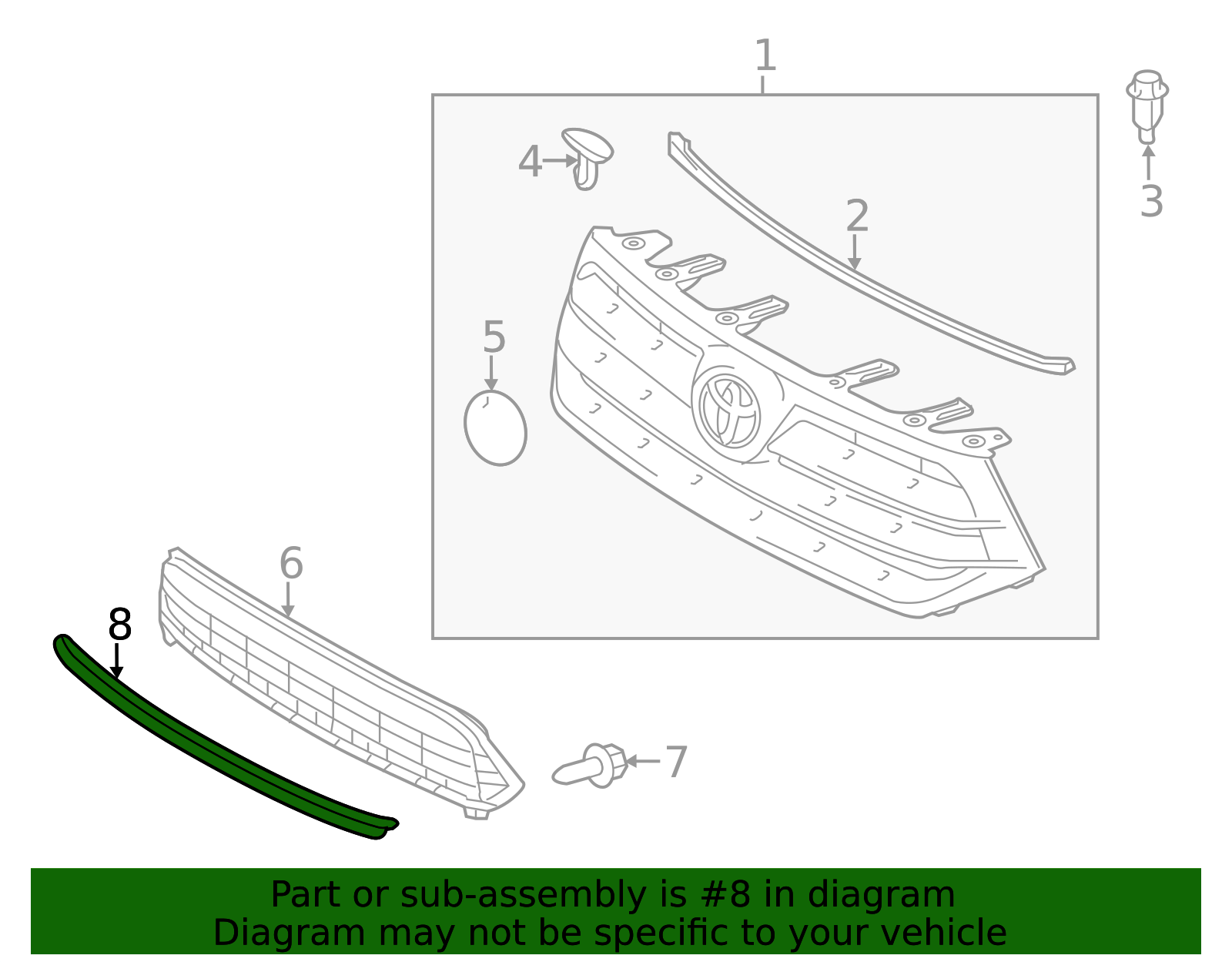 Genuine Toyota Grille Molding part# 52711-0E040 for 2011-2013 Toyota ...