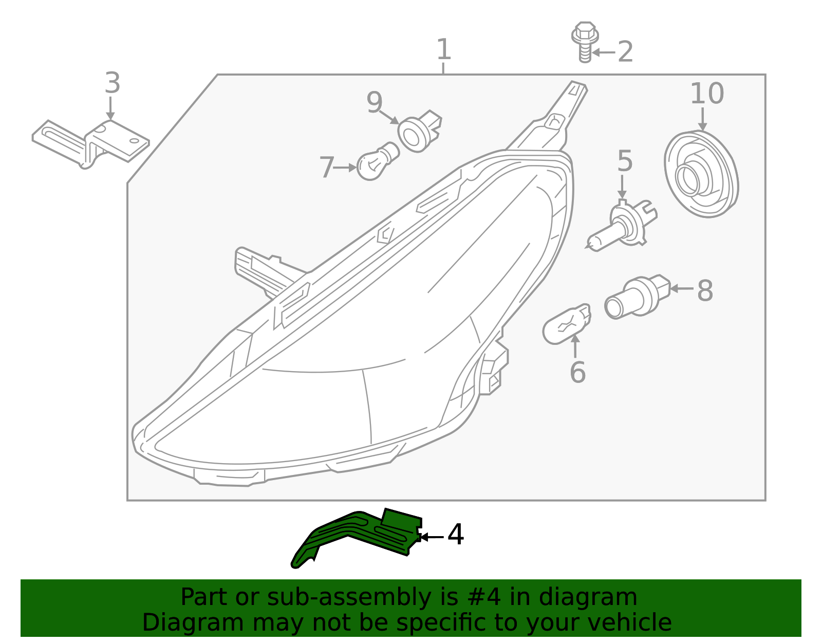 2015 Nissan Versa Headlamp Assembly Mount Bracket 26042-9KK0A ...