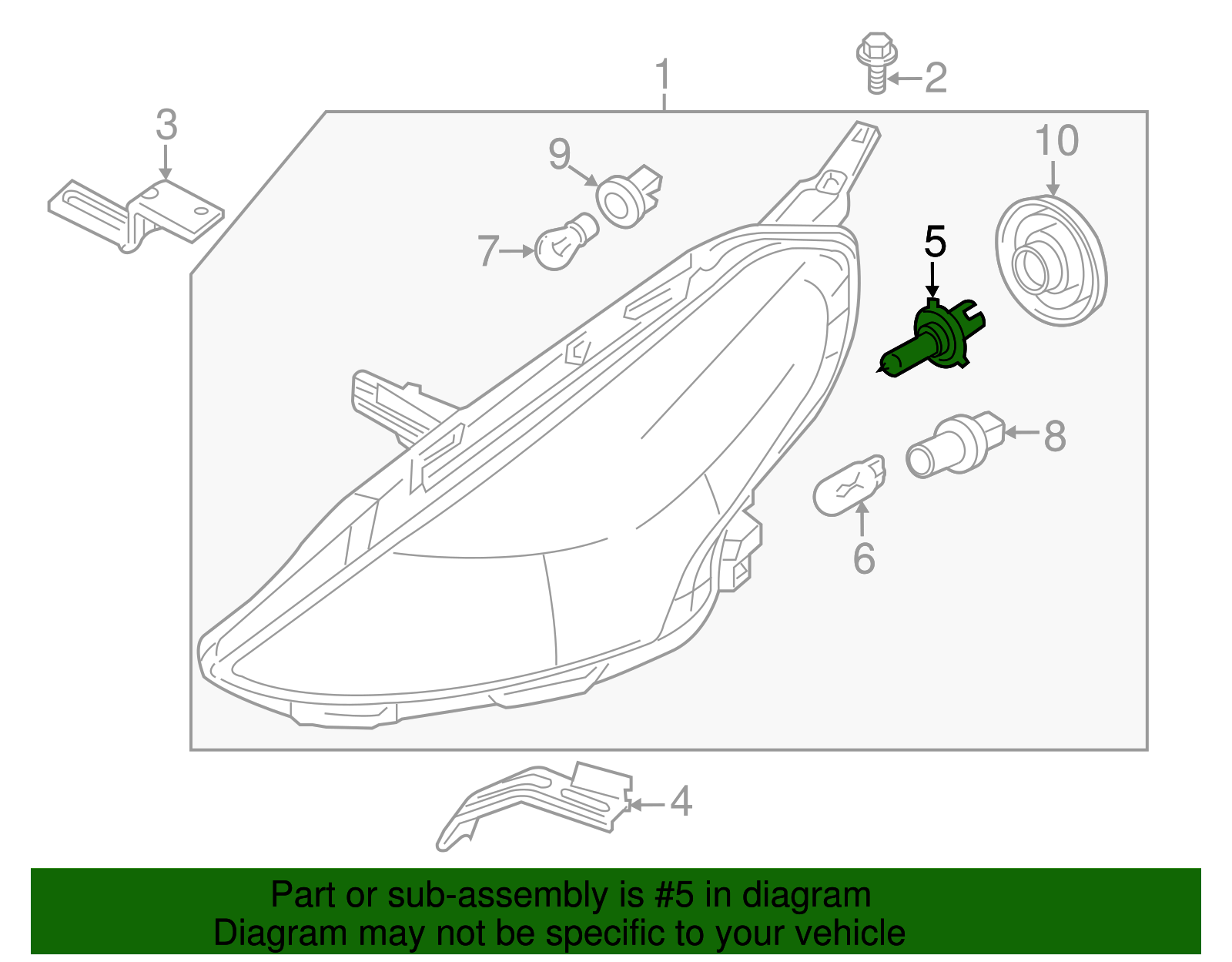 2015-2019 Nissan Versa Headlamp Bulb 26294-9B90D | OEM Parts Online