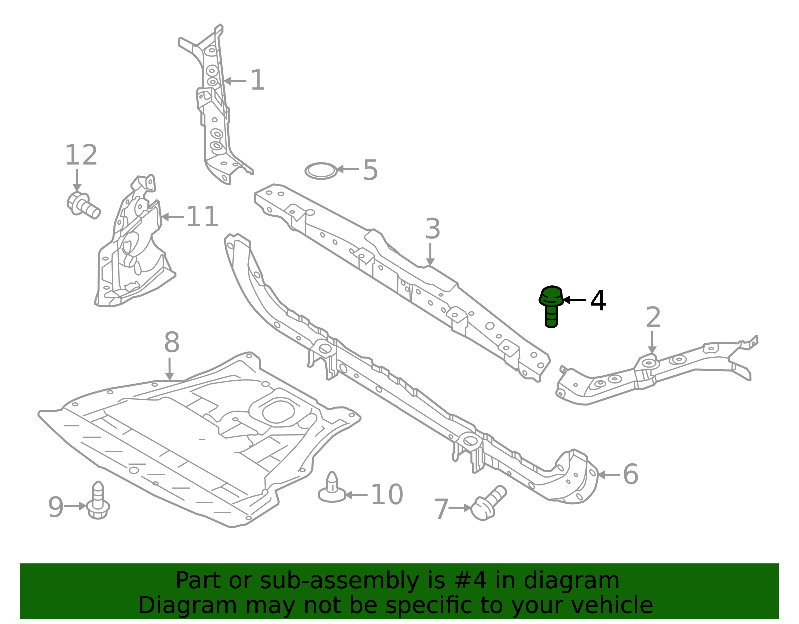 2020-2025 Nissan Center Bar Bolt 01121-A8041 | My Nissan Part