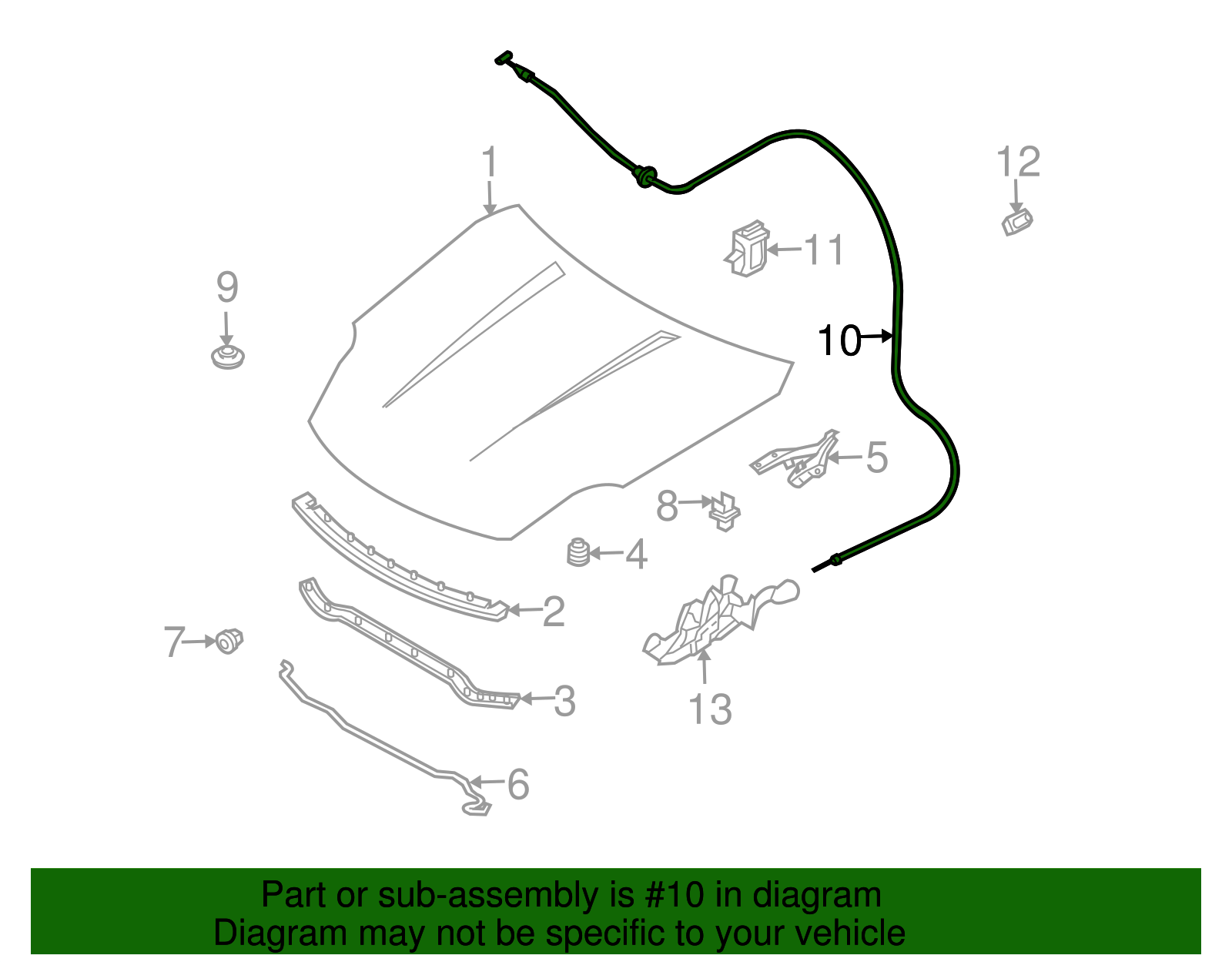 2003-2009 Nissan 350Z Release Cable 65620-CF00A | Bill Kay Nissan Parts