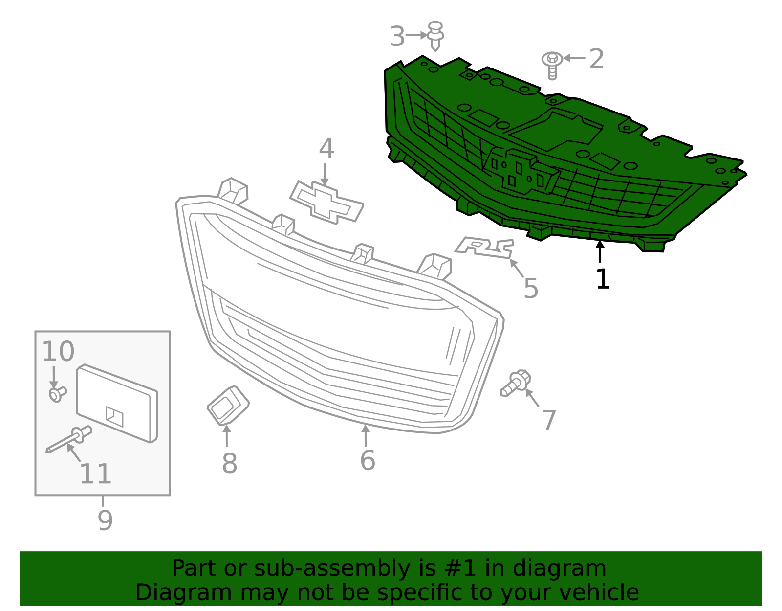 2017-2020 Chevrolet Sonic Front Upper Grille 94533558 GM ...