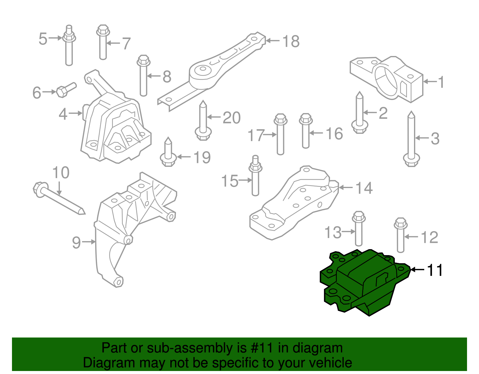 2015-2018 Audi Trans Mount 1K0-199-555-BE | Audi USA Parts