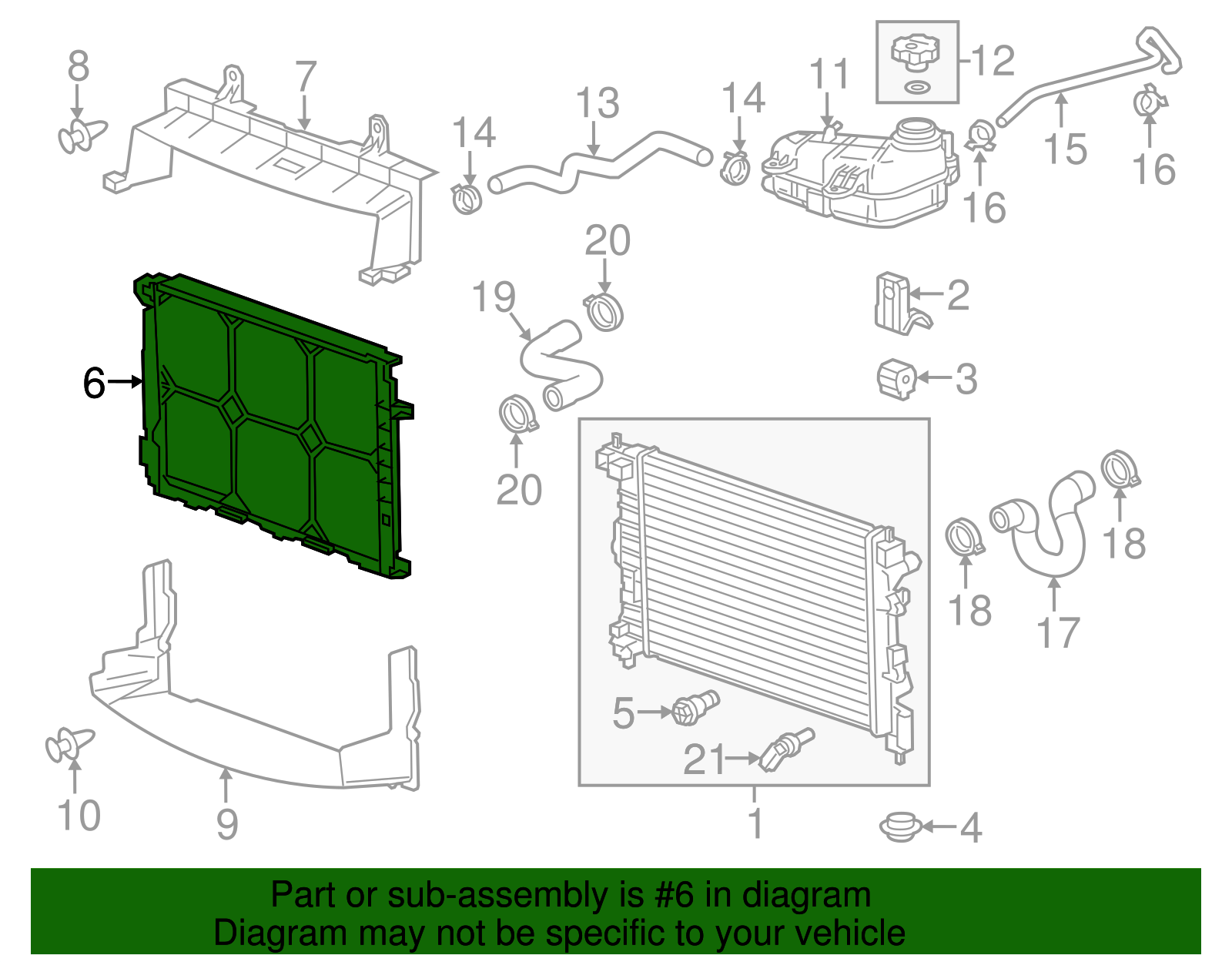 2012-2018 Chevrolet Sonic Radiator Support Baffle 95942897 | Shop ...