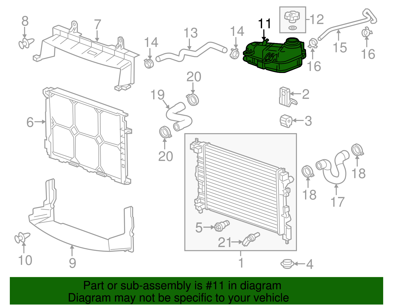 2012-2020 Chevrolet Sonic Radiator Surge Tank 95048411 | Chevy Parts Pros