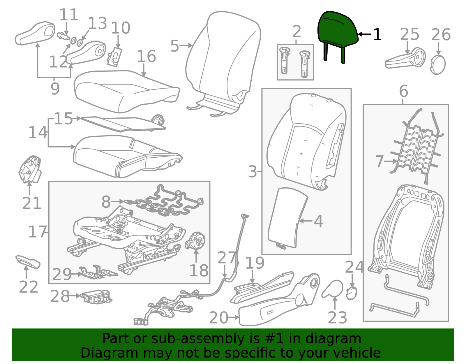 2012-2019 Chevrolet Sonic Brick Front Head Restraint 95914301 ...