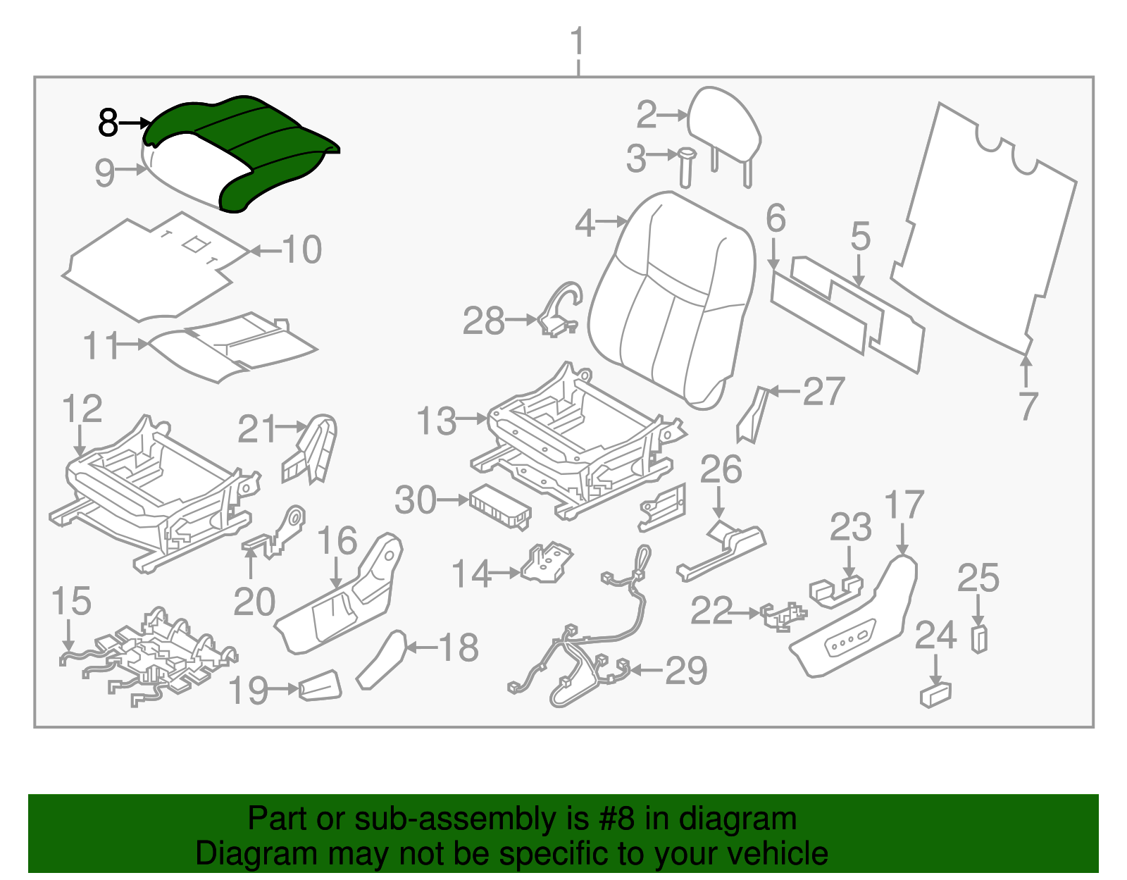 2017 Nissan Rogue Cushion Cover 87370-7FA0B | Nissan OEM Parts Outlet