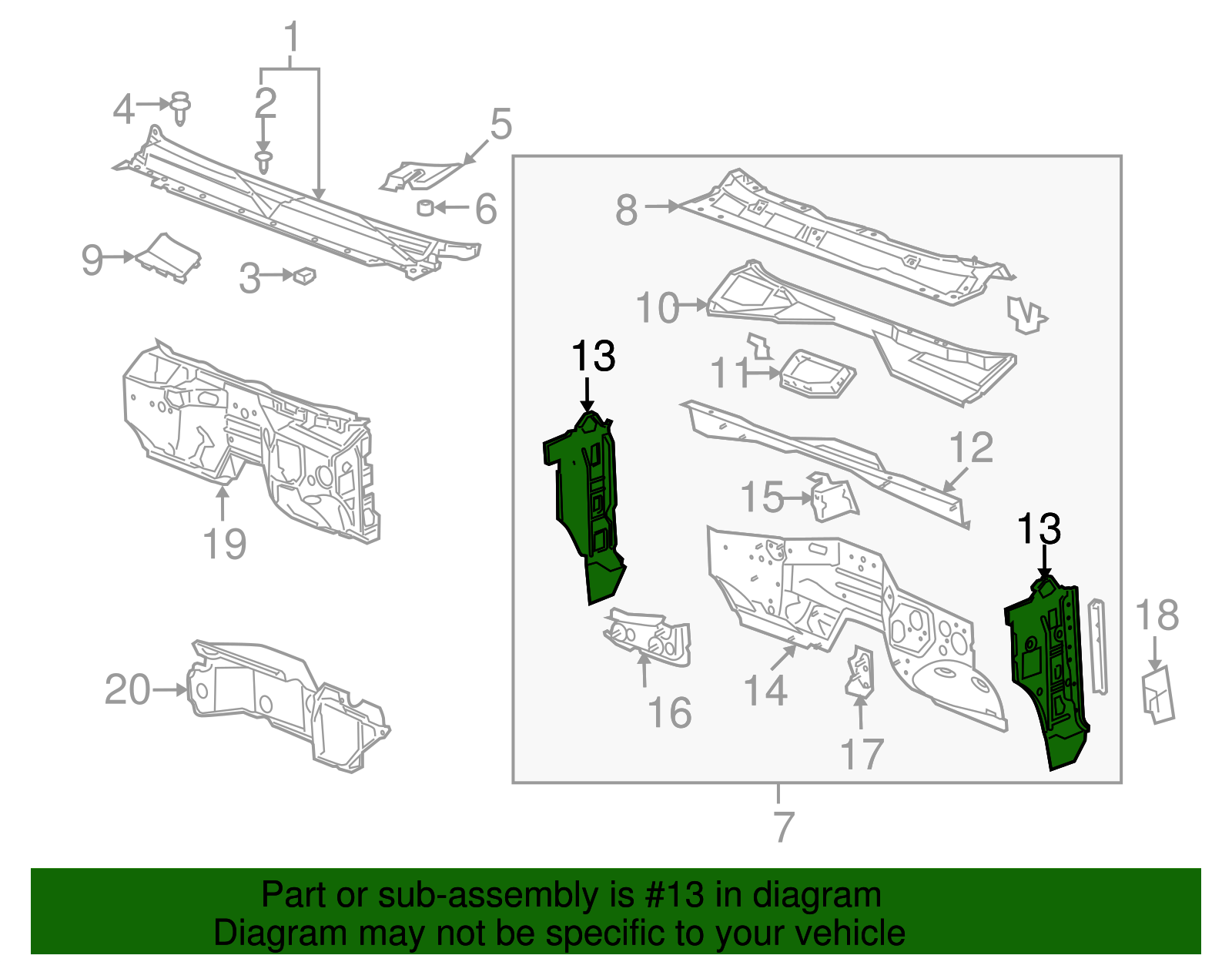 2007-2014 GM Passenger Side Cowl Side Panel 22844749 | Capital Chevy Parts