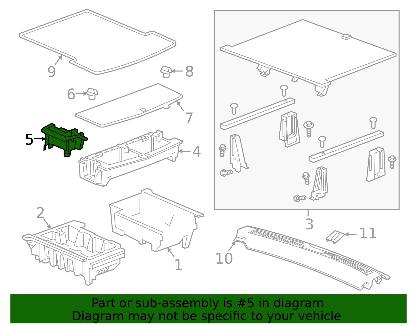 2017-2023 GMC Acadia Jet Black Rear Compartment Floor Stowage Side Rear ...