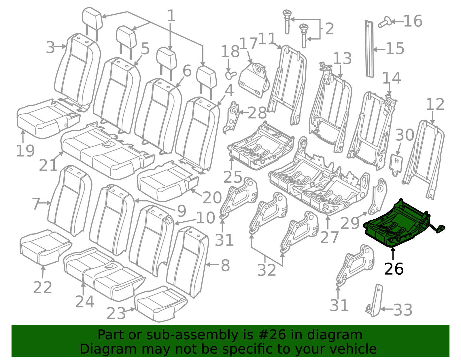 2015-2025 Ford Frame And Spring Rear Seat Cus CK4Z-9963161-X | QuirkParts