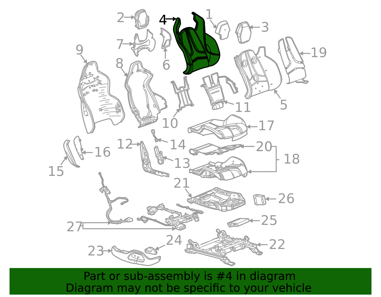 2020-2025 Chevrolet Corvette Seat Back Cover 84830162 | Parts McElveen