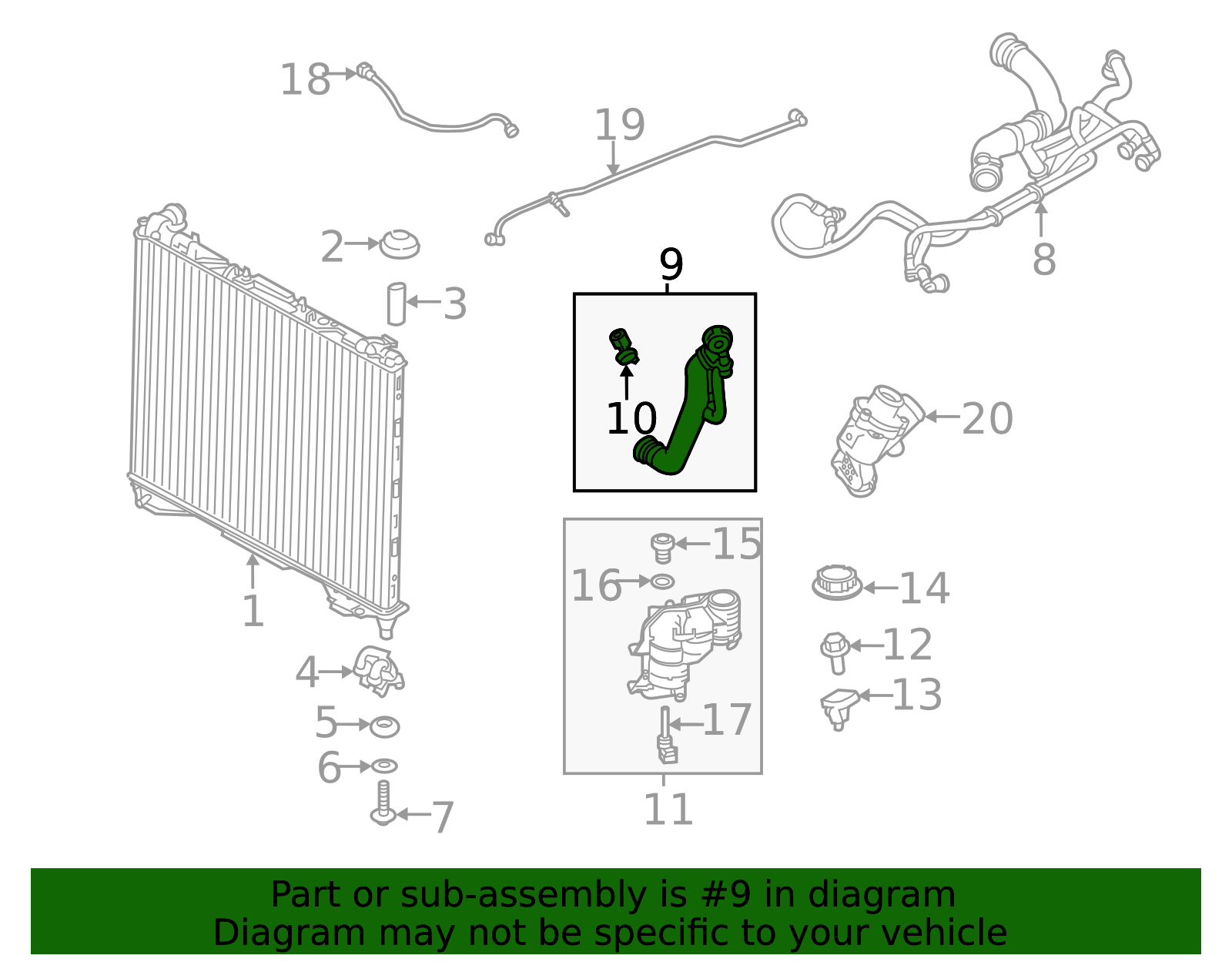 Genuine Lower Hose for 2013-2022 Land Rover | Land Rover Part# LR166362 ...