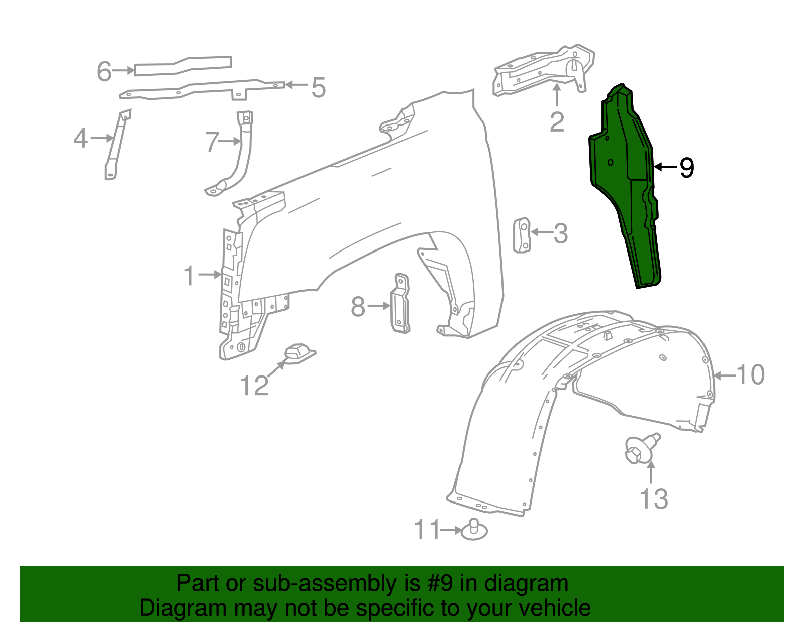 2015-2020 GM Front Passenger Side Fender Insulator 84342551 | Capital ...
