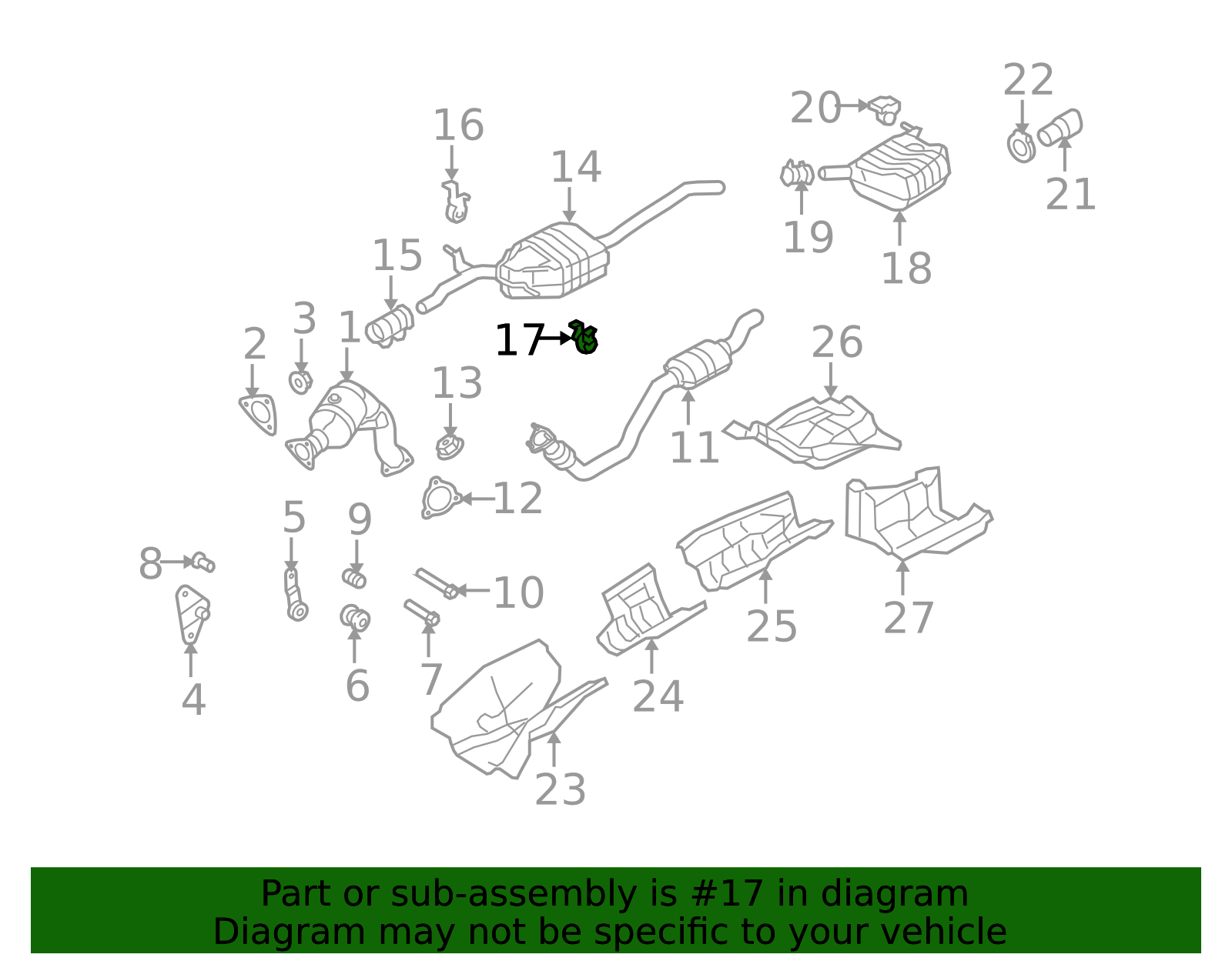 8K0-253-144-F - Exhaust System Hanger Bracket 2008-2020 Audi | Audi OEM ...