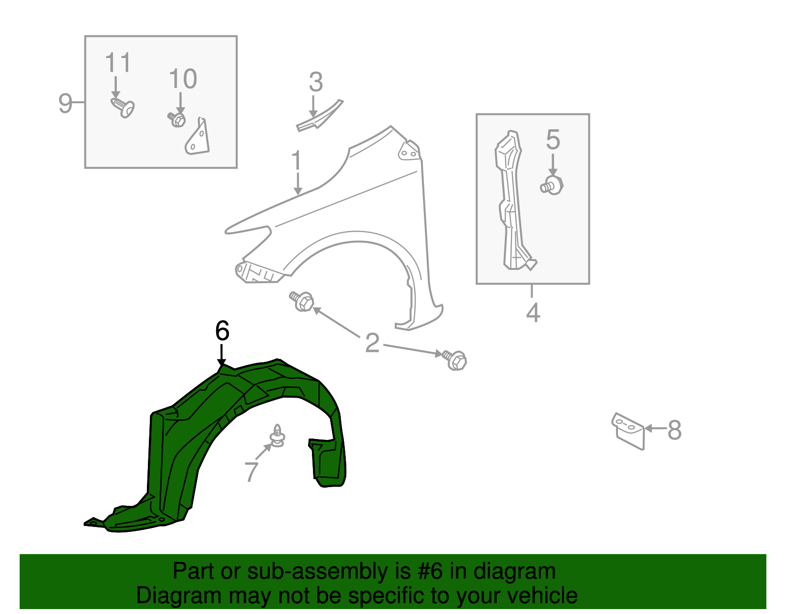 2011-2013 Toyota Corolla Fender Liner 53875-02370 | OEM Parts Online