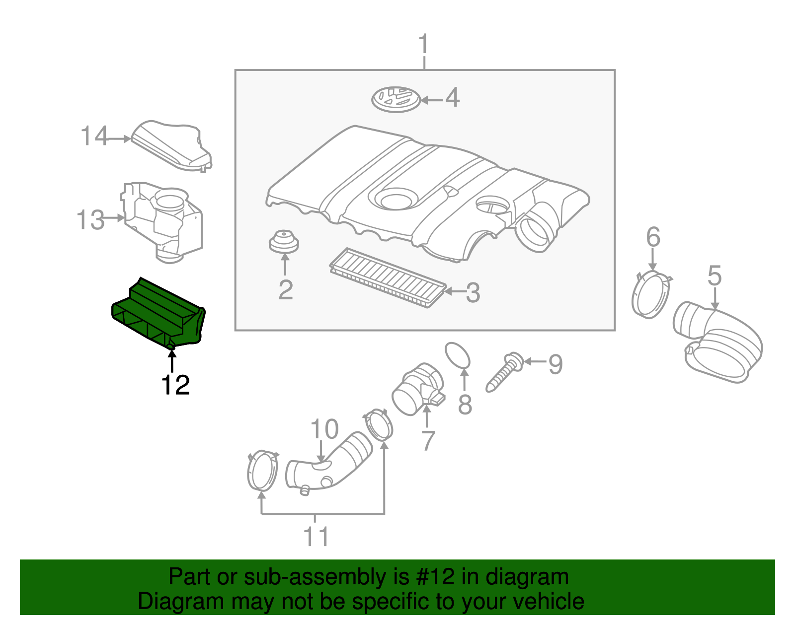 2010-2014 Volkswagen Air Inlet Duct 5P0-805-971-9B9 | VW Direct Auto Parts