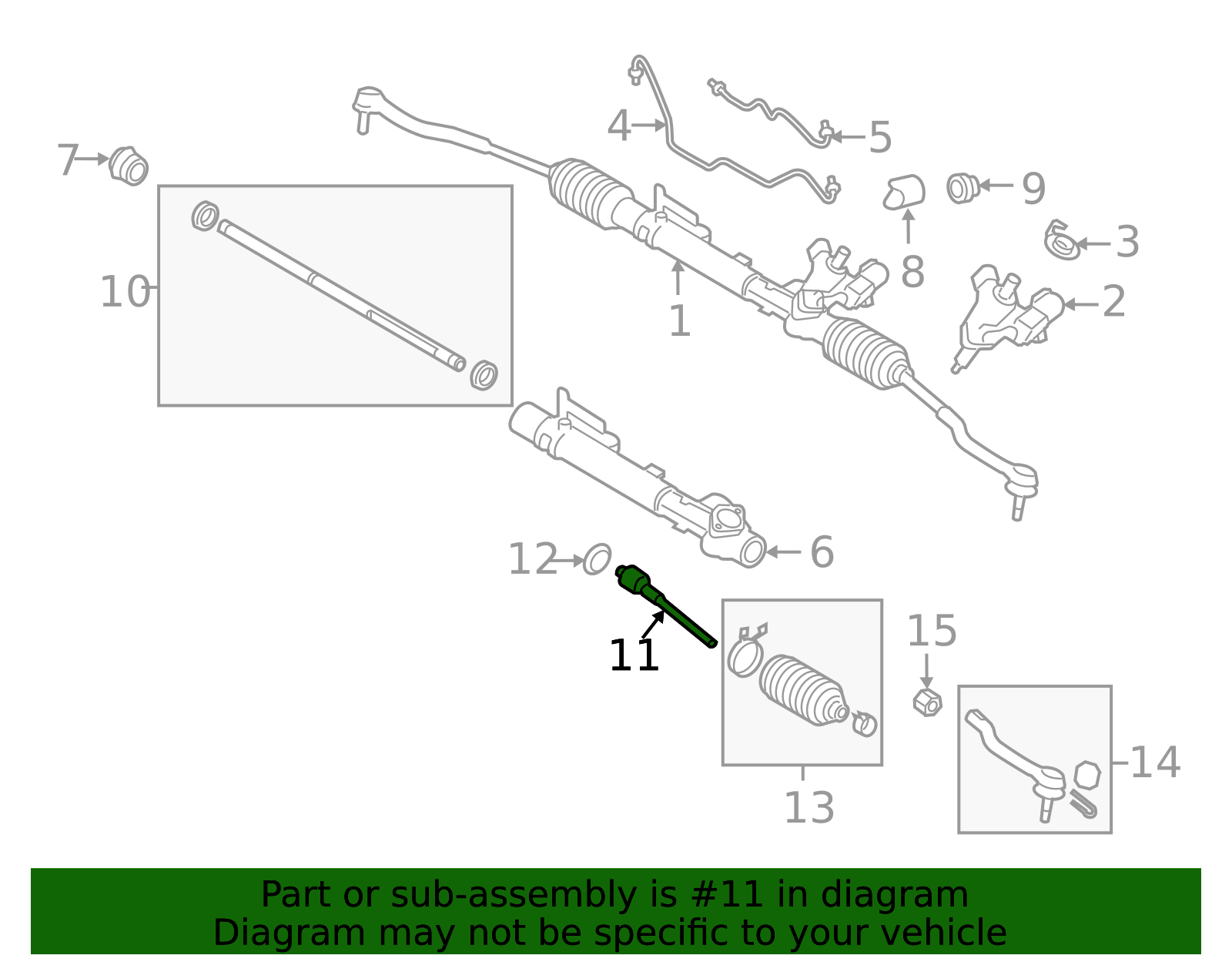 2009-2014 Nissan Murano Inner Tie Rod - Passenger Side (RH) D8E21-1AA0A ...