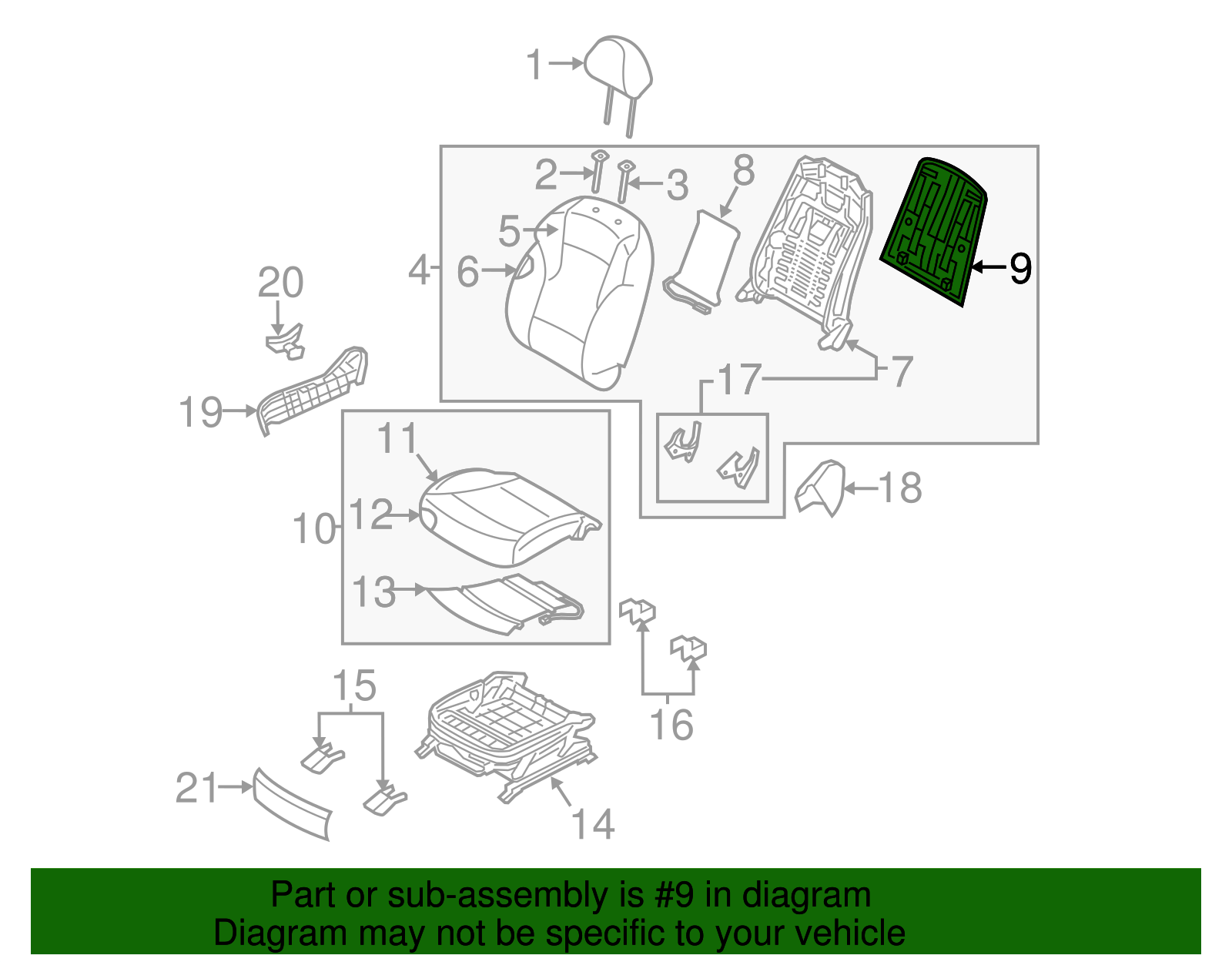 88390-3S000-YDW - Hyundai Seat Back Panel 2011-2015 Hyundai Sonata ...