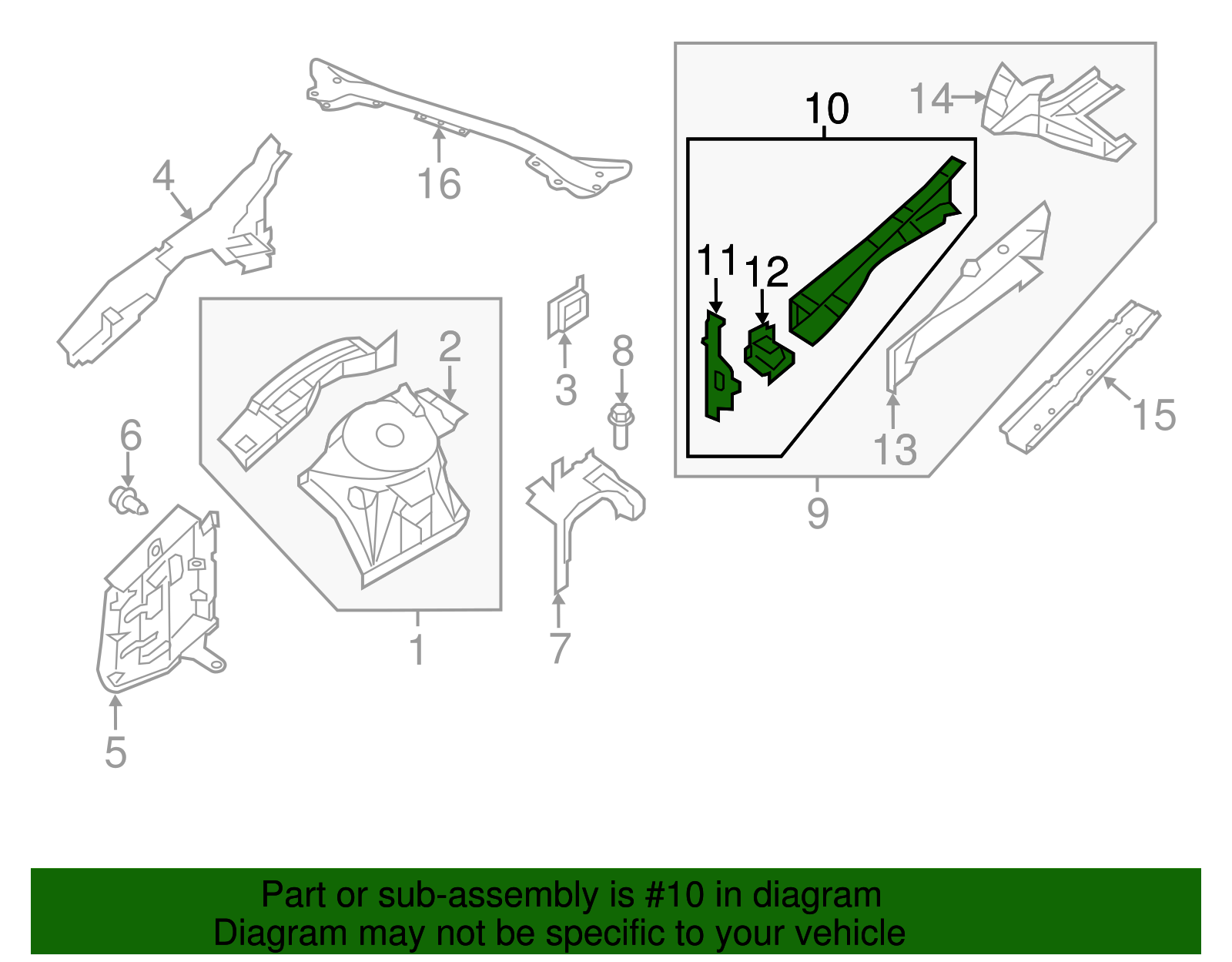 2013-2015 Nissan Altima Side Member Rail G5111-ZN4MA | Nissan Parts Central