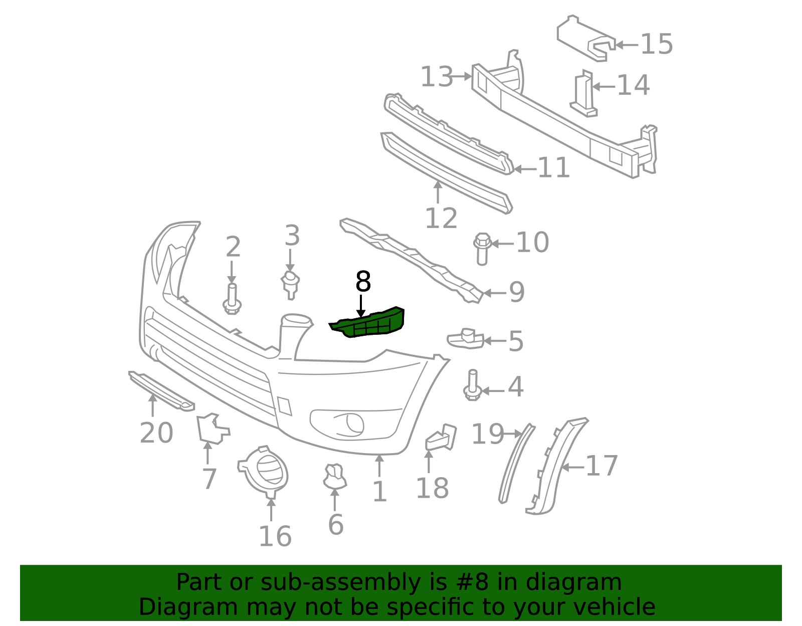 52535-0R010 - Bumper Cover Stay (Right, Front) - OEM Genuine Toyota Parts