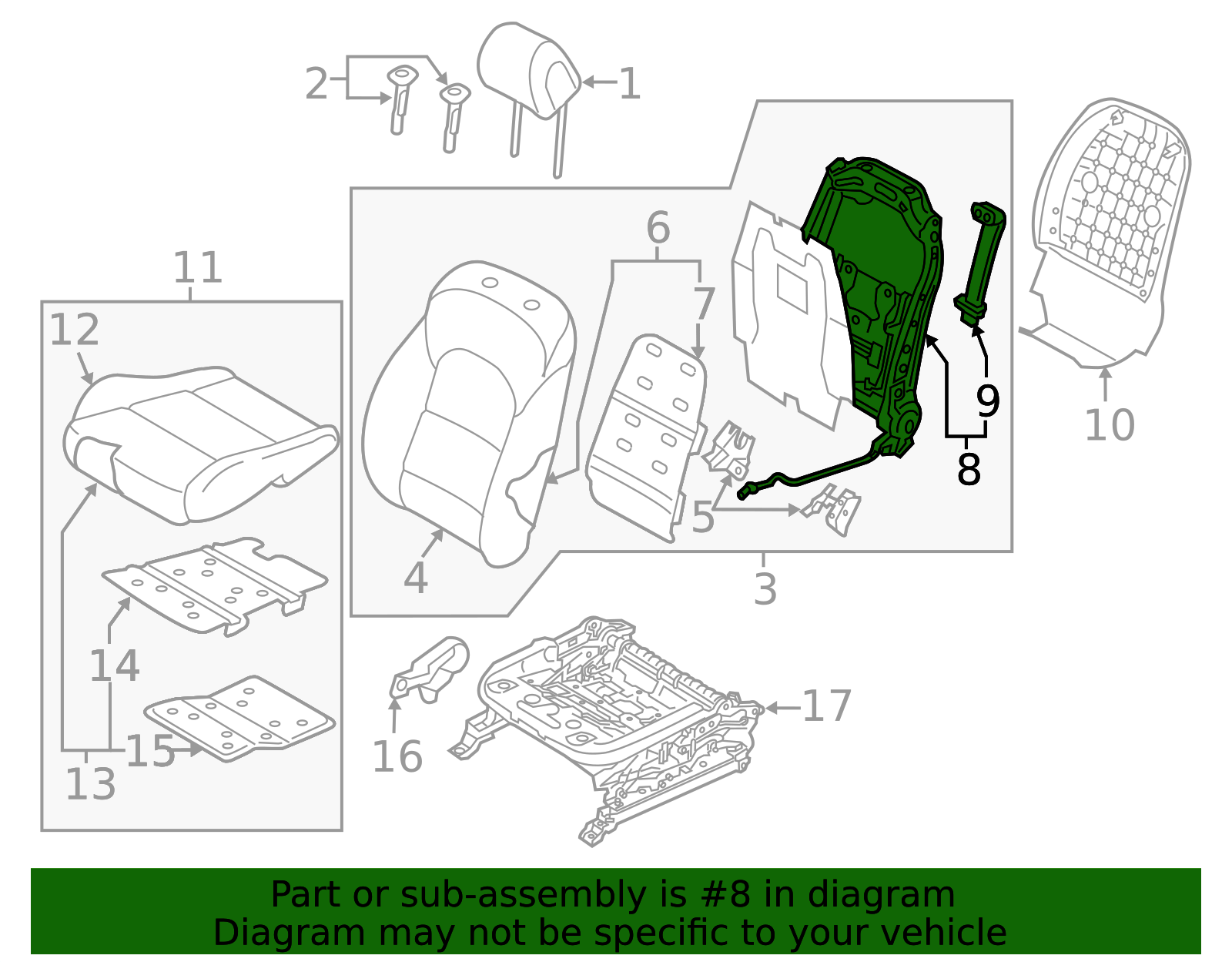 2016-2018 Hyundai Tucson Seat Back Frame 88310-D3550 | World OEM Parts ...