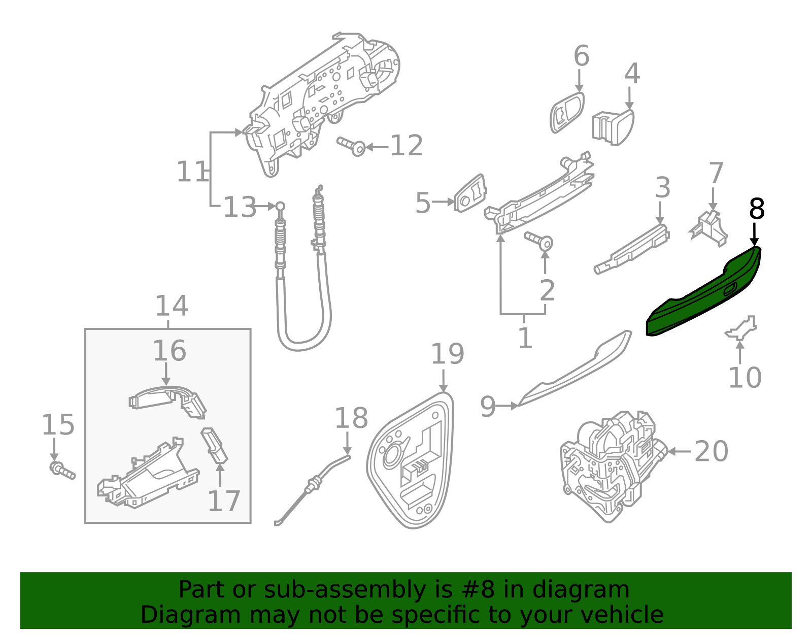 2017-2025 Audi Handle Cover 8W0-837-239-B-GRU | TascaParts.com