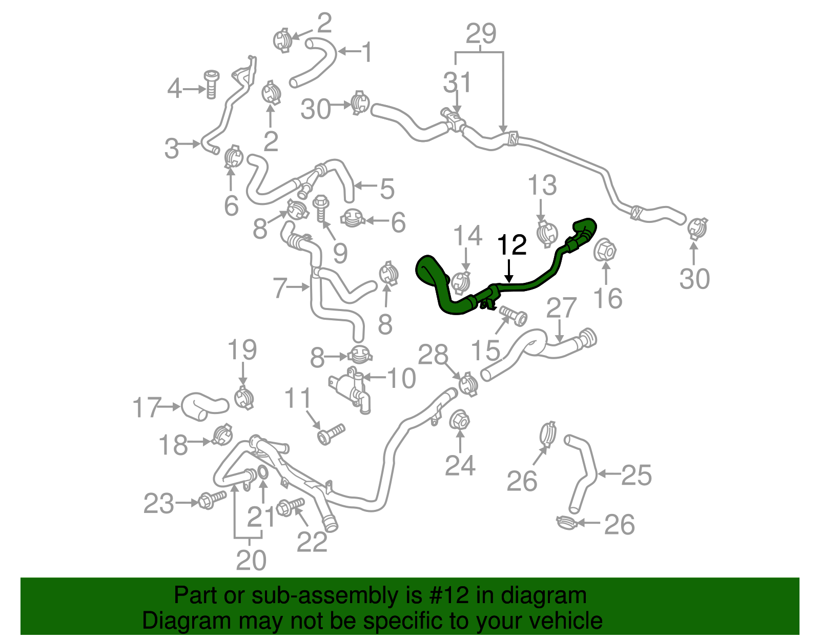 8J0-121-063-A - HVAC Heater Hose 2008-2015 Audi | Audi OEM Parts Guy