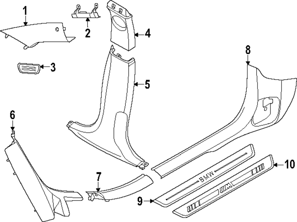 Genuine BMW 51-43-5-A5A-7D3 | Upper Center Pillar Trim | FREE Shipping ...