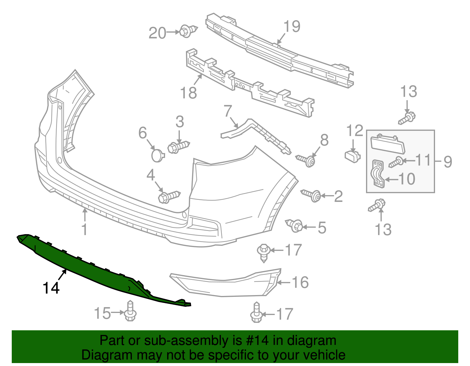 71510-T1W-A11 - 2015-2016 Honda CR-V - Garnish Rear Bumper (Lower ...