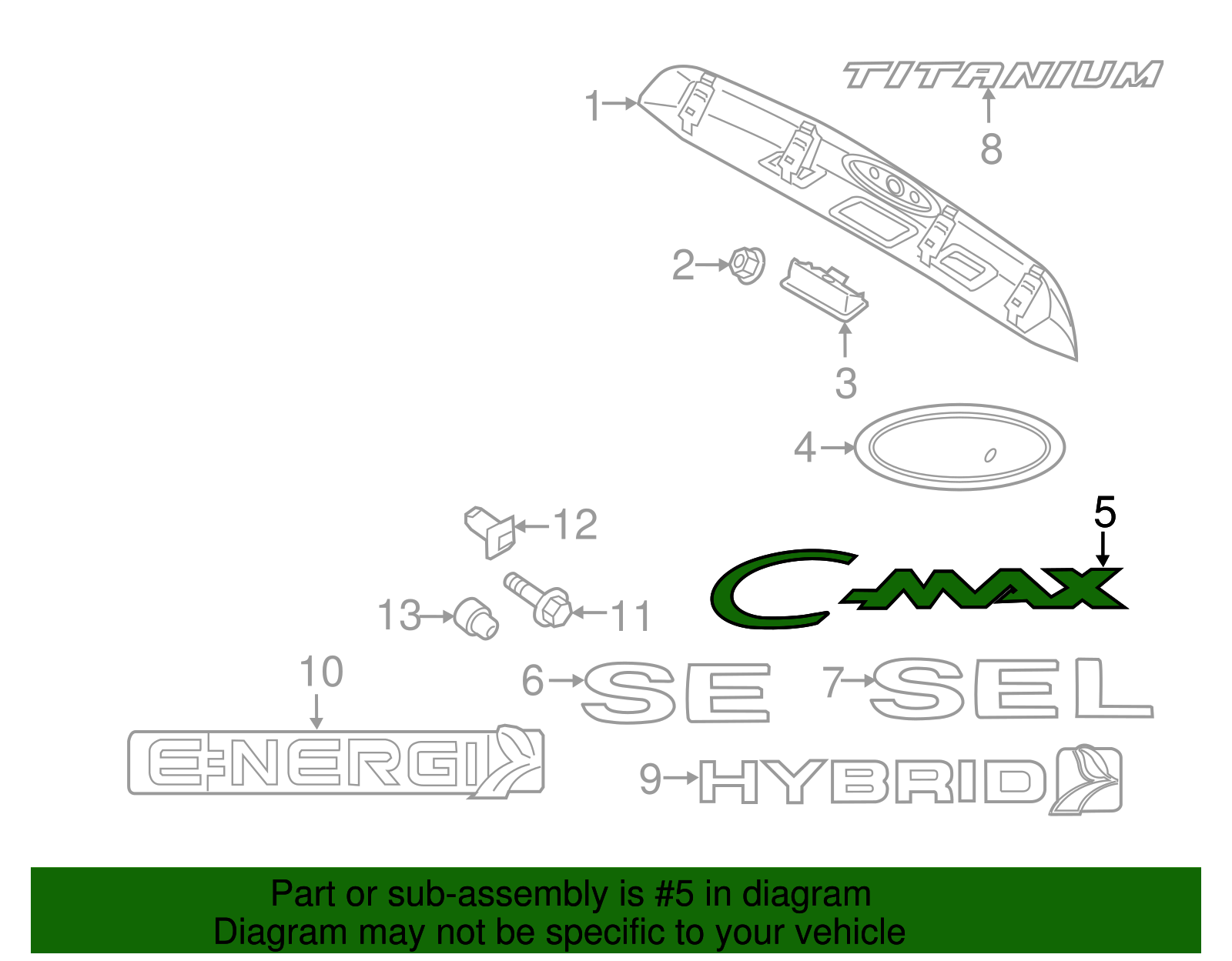2013-2018 Ford C-Max | Nameplate | DM5Z-5842528-B | Walls' Ford Parts