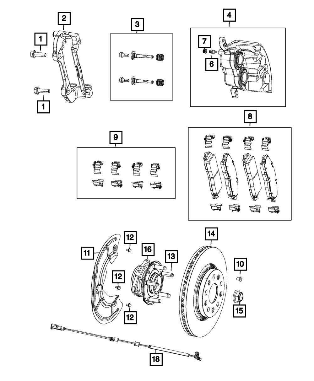2018-2024 Jeep Wrangler Disc Brake Caliper Assembly, Left 68384497AB ...