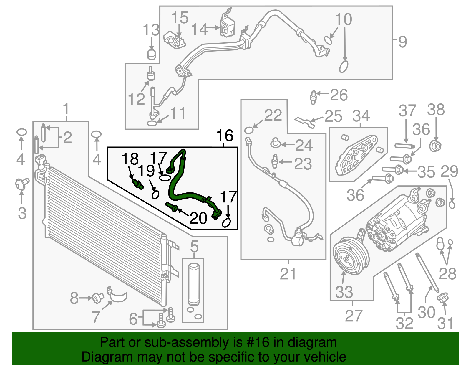 2017-2019 Ford Motorcraft™ A/C Refrigerant Discharge Hose YF-38022 ...