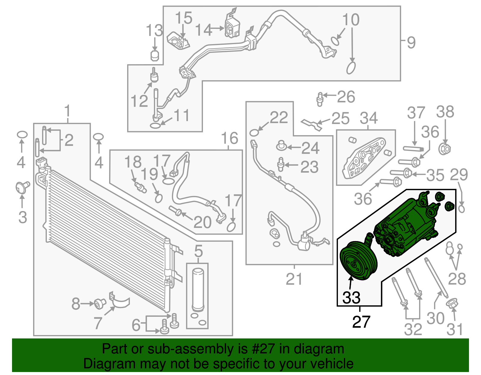 Genuine OEM Ford Part - Compressor Assembly GV6Z-19703-AF | Genuine OEM Ford Parts & Accessories