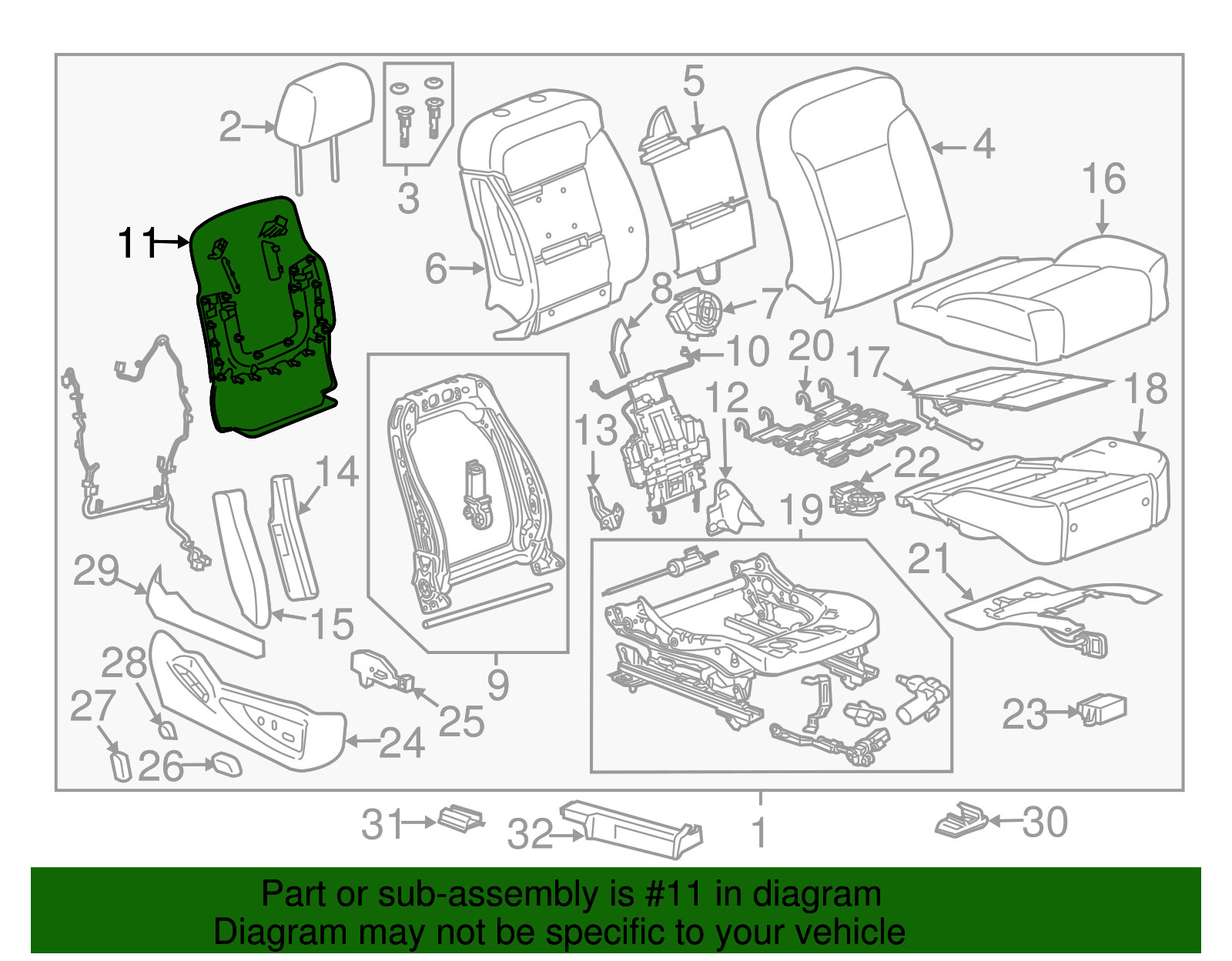 2015-2020 Cadillac Vecchio Base Sauvage Front Seat Back Finish Panel ...