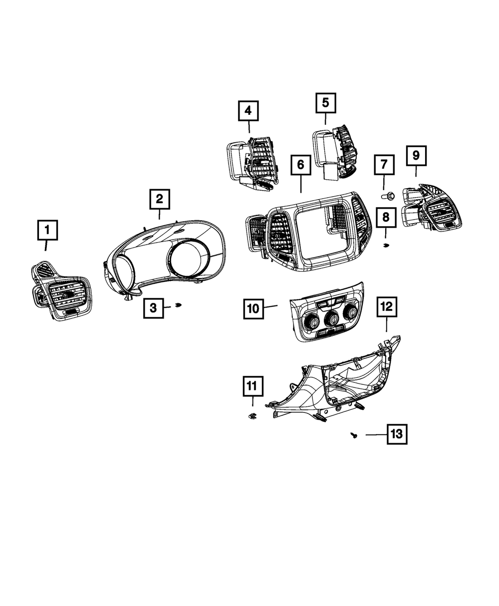5UT64DX8AC - Air Conditioning & Heater Outlet, Left 2017-2021 Jeep ...