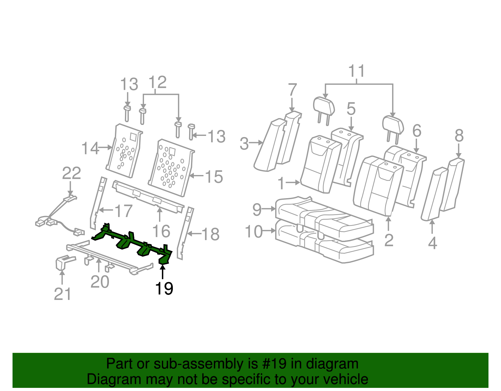 2005-2012 GM Seat Back Frame 15208166 | Capital Chevy Parts