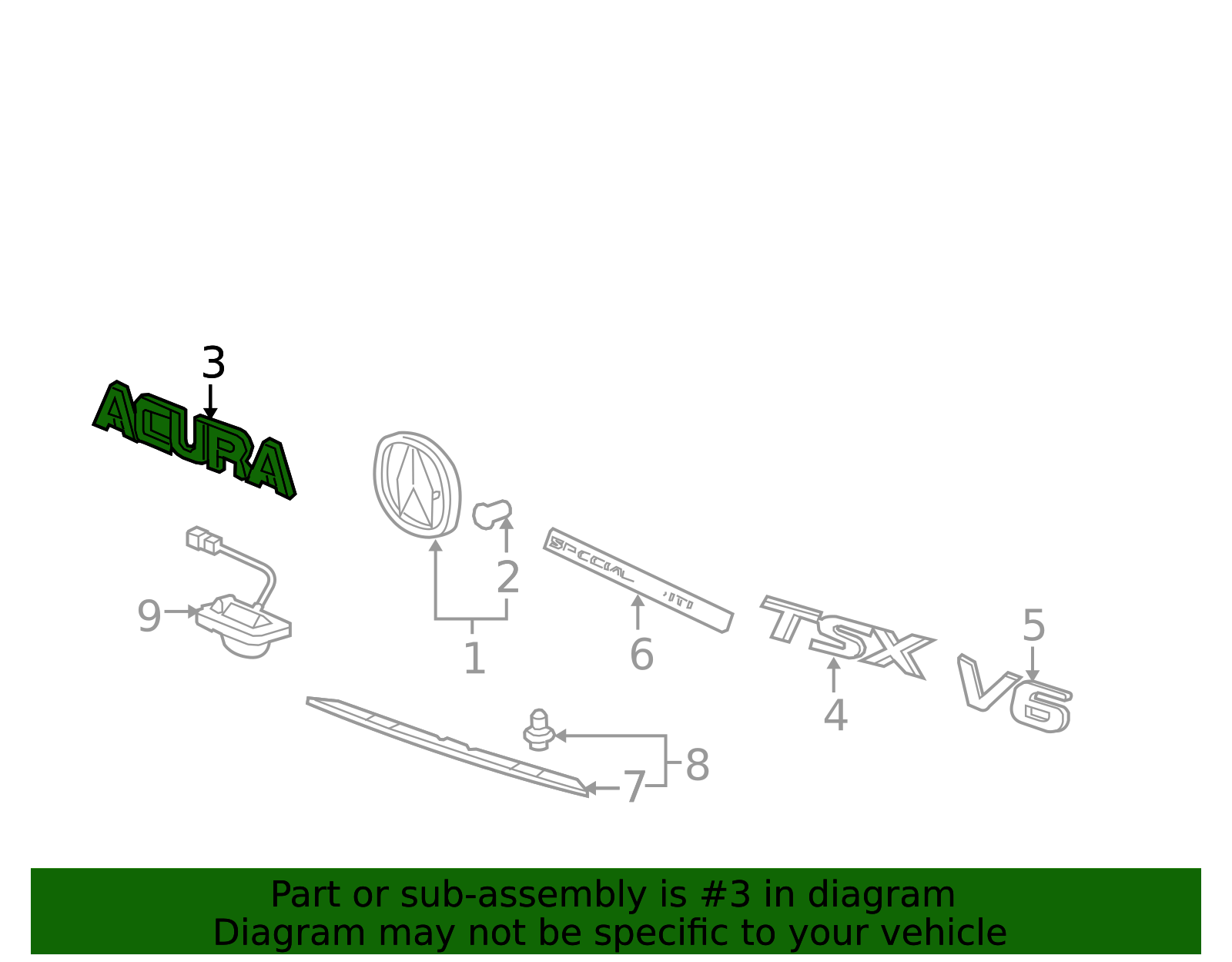 75711-TL2-A01 - High-Quality Nameplate for 2009-2014 Acura TSX ...