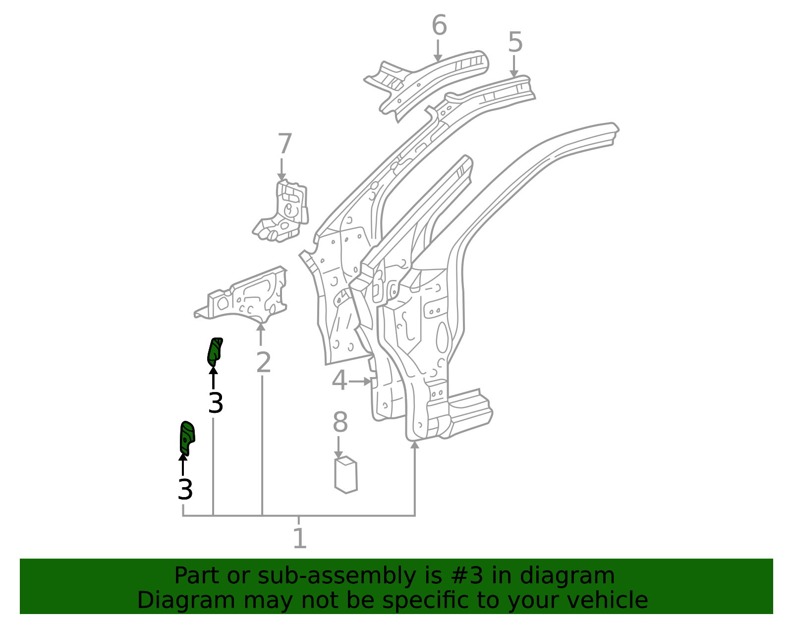 2001-2007 Toyota Highlander Fender Mtg Bkt 53821-0E010 | Toyota Parts ...