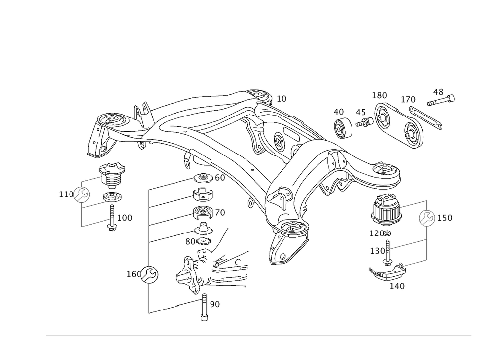 1998-2007 Mercedes-Benz Rear Axle Carrier 203-350-57-08 | Benz Parts Online