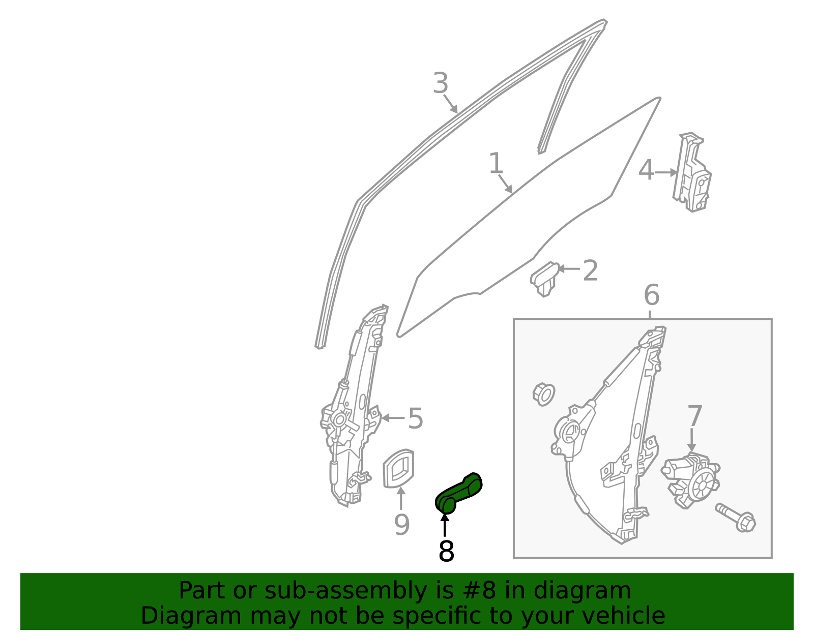 82630-1W000DCM - Window Handle 2012-2015 Kia Rio | Kia.Parts Store