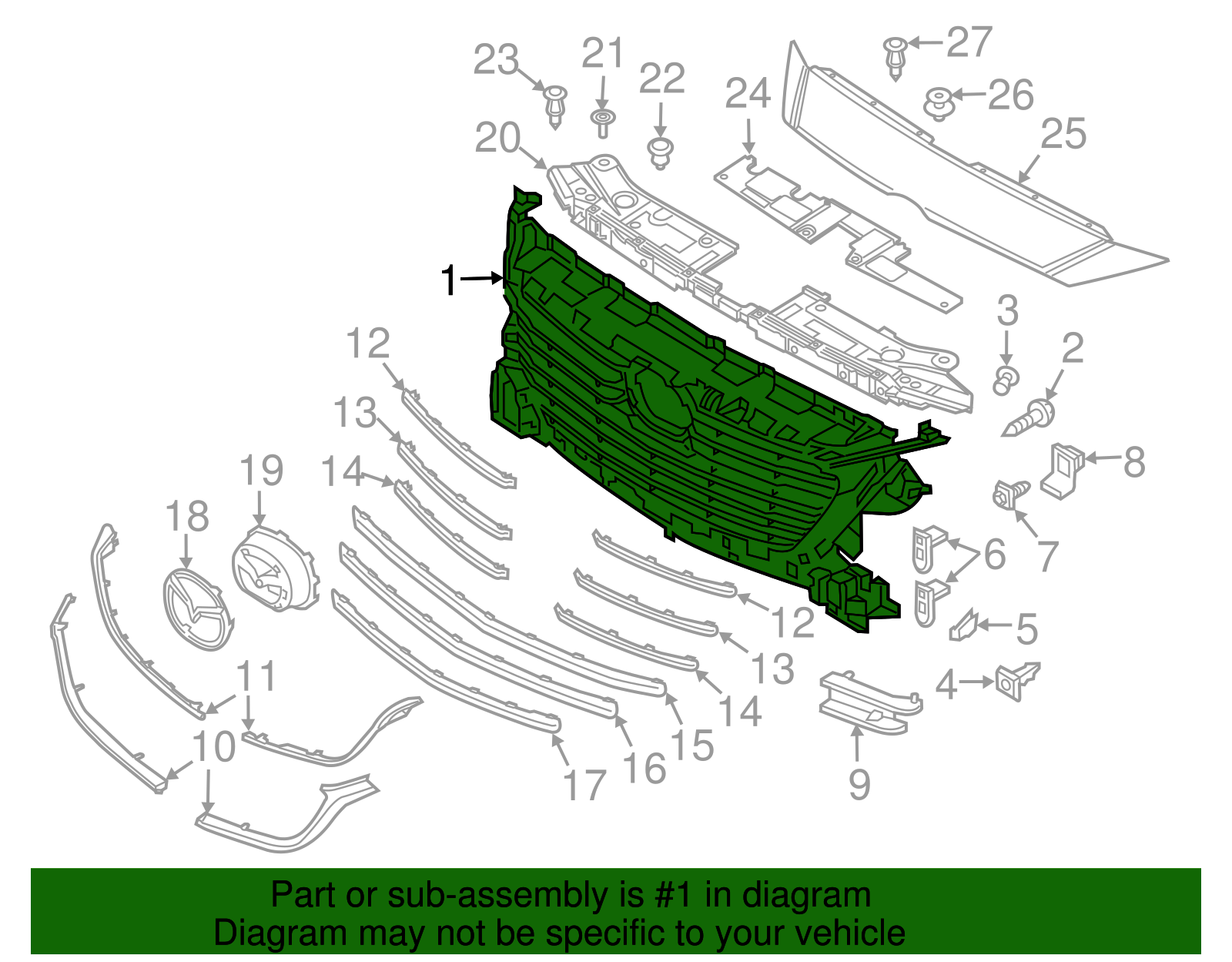 2017-2018 Mazda 3 Grille b63b50712b | TascaParts.com