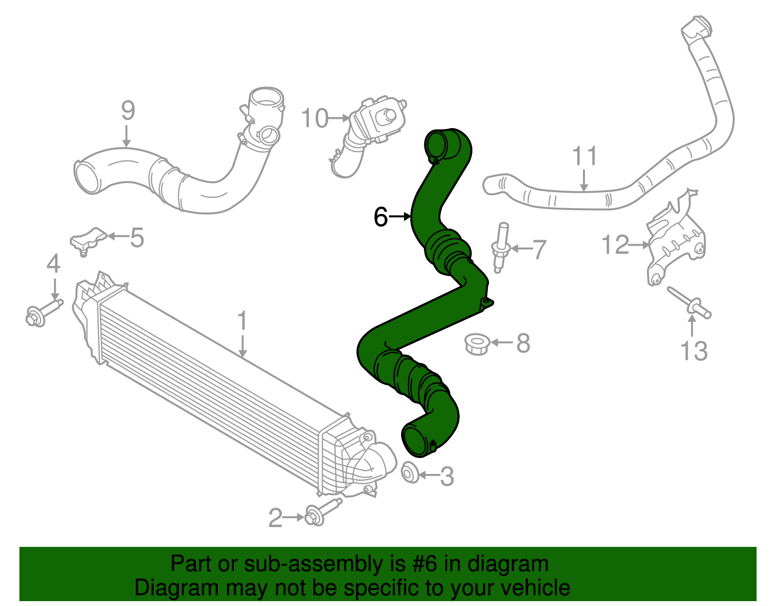 OEM Ford Inter-Cooler Pipe For 2013-2016 Ford Fusion - Part No. FS7Z ...