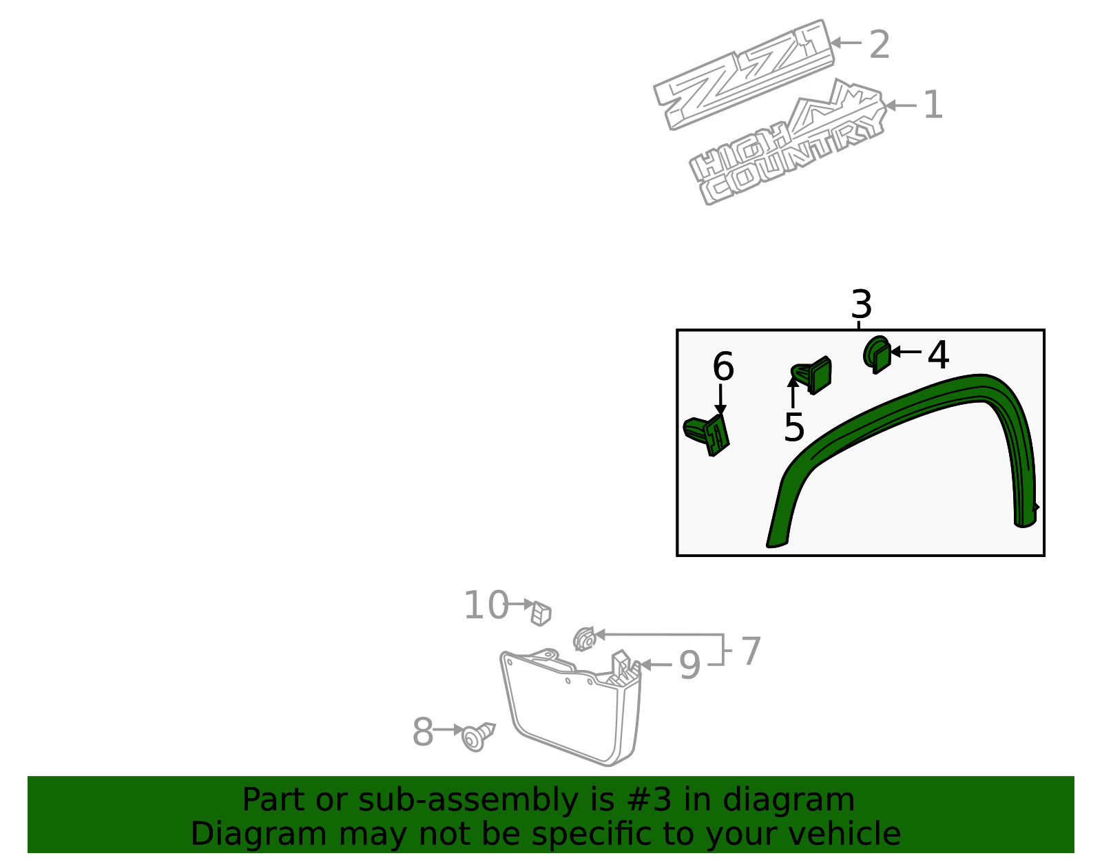 2020-2025 Chevrolet Black Front Driver Side Wheel Opening Molding ...